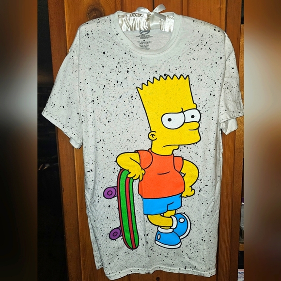 Shirts | The Simpsons Mens Bart Simpson Skateboarder Paint Splattered ...